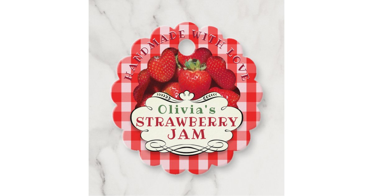 Handmade Strawberry Jam Favor Tags | Zazzle