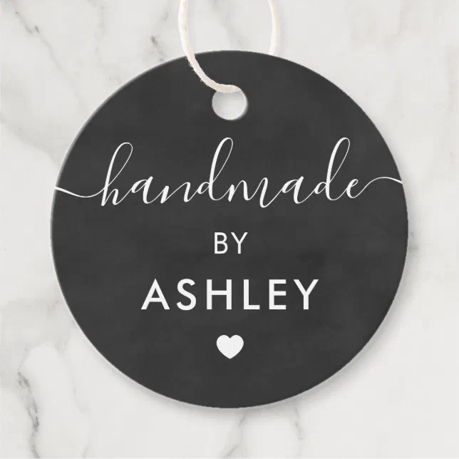 Handmade Tags, Custom Craft Shop Tag, Chalkboard Favor Tags | Zazzle