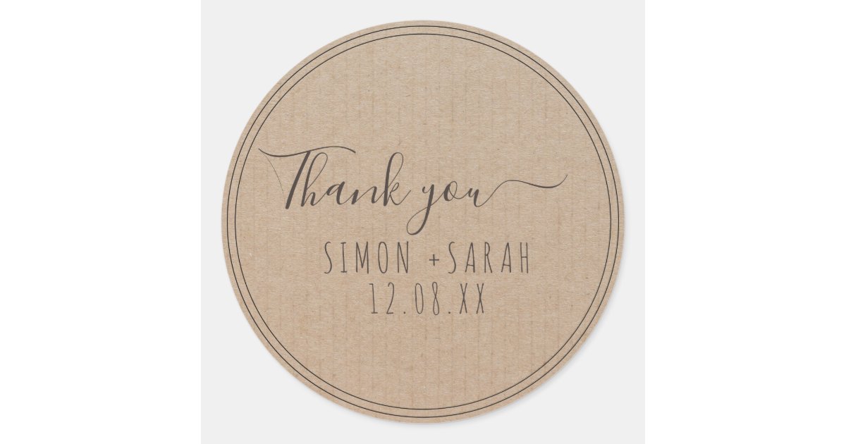 Handmade Thank You Vintage Simple Trendy Kraft Classic Round Sticker ...