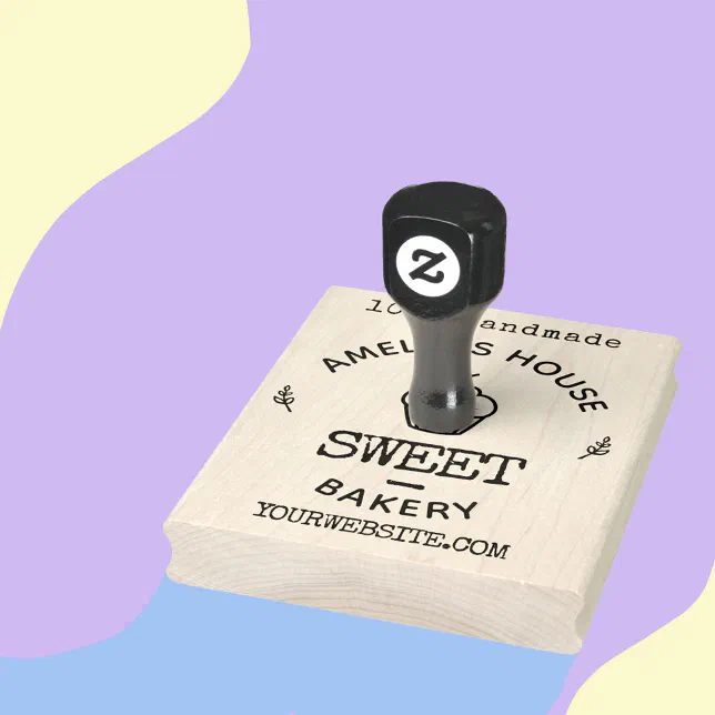 Handmade Website Cute Business Logo Custom Rubber Stamp | Zazzle
