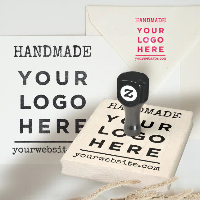 Handmade Website Your Business Logo Custom Rubber Stamp | Zazzle