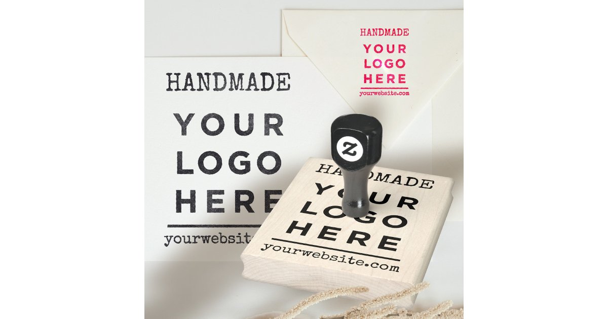 Handmade Website Your Business Logo Custom Rubber Stamp | Zazzle