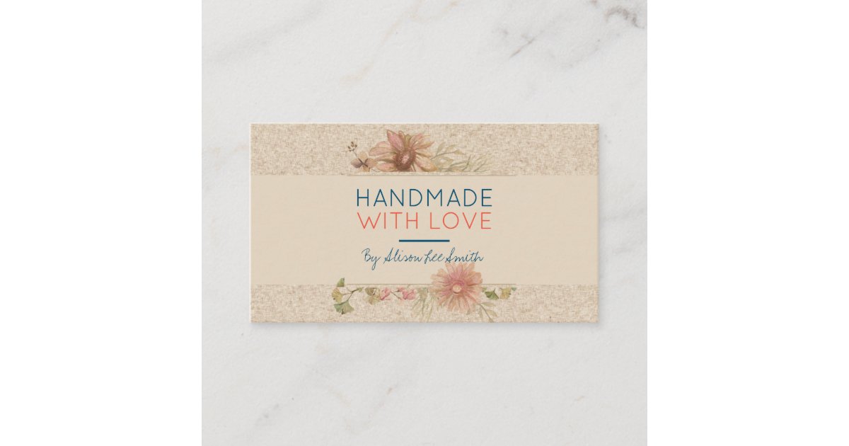 Handmade With Love Business Card | Zazzle