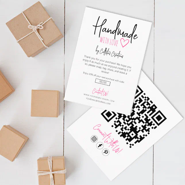 Handmade With Love Business Thank You Business Card | Zazzle
