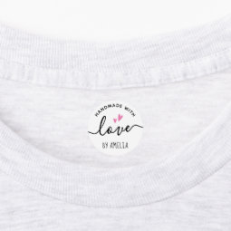 Handmade with love by custom name cute hearts labels | Zazzle