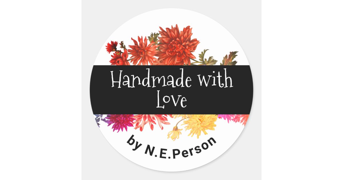 Handmade with love classic round sticker | Zazzle
