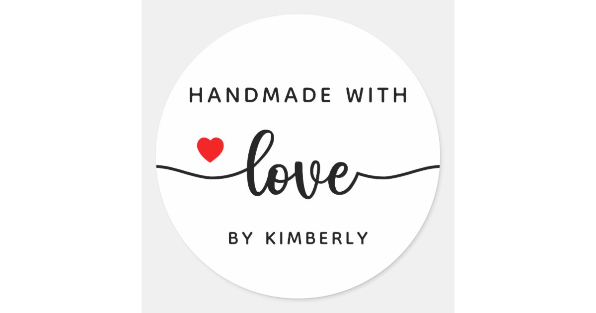 Handmade with Love Classic Round Sticker | Zazzle