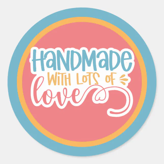 Handmade with love classic round sticker | Zazzle