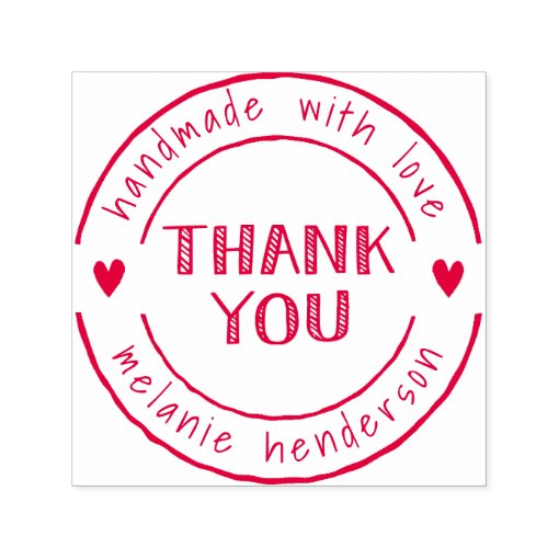 Handmade With Love & Custom Name Cute Thank You Self-inking Stamp | Zazzle