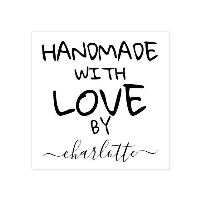 Handmade with love custom personalized typography rubber stamp | Zazzle