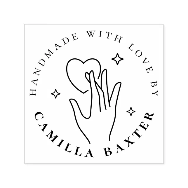 Handmade With Love | Custom Small Business Logo Self-inking Stamp | Zazzle