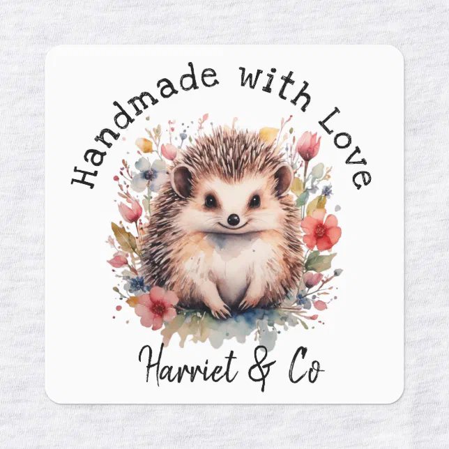 Handmade with Love Cute Hedgehog Labels | Zazzle