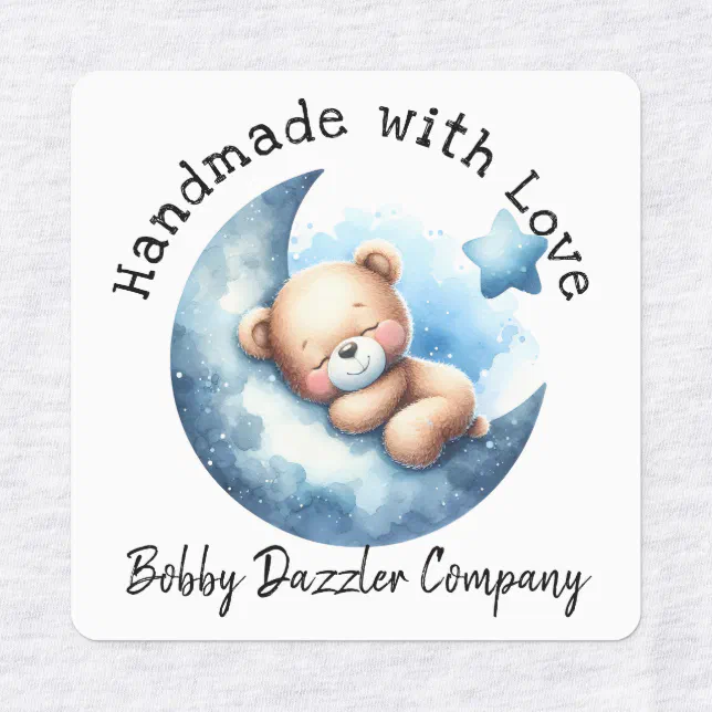 Handmade with Love Cute Teddy Bear Labels | Zazzle
