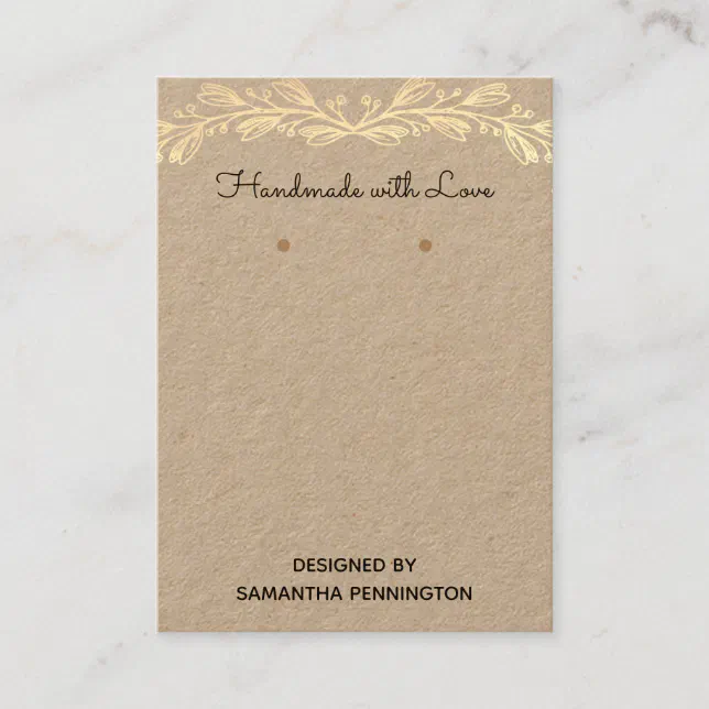 Handmade with Love Earring Display Product Cards | Zazzle