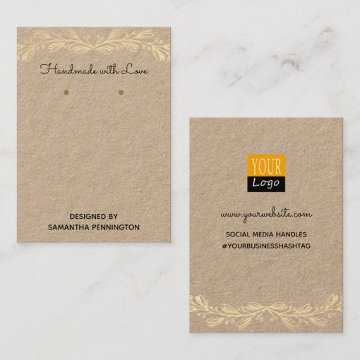 Handmade with Love Earring Display Product Cards | Zazzle