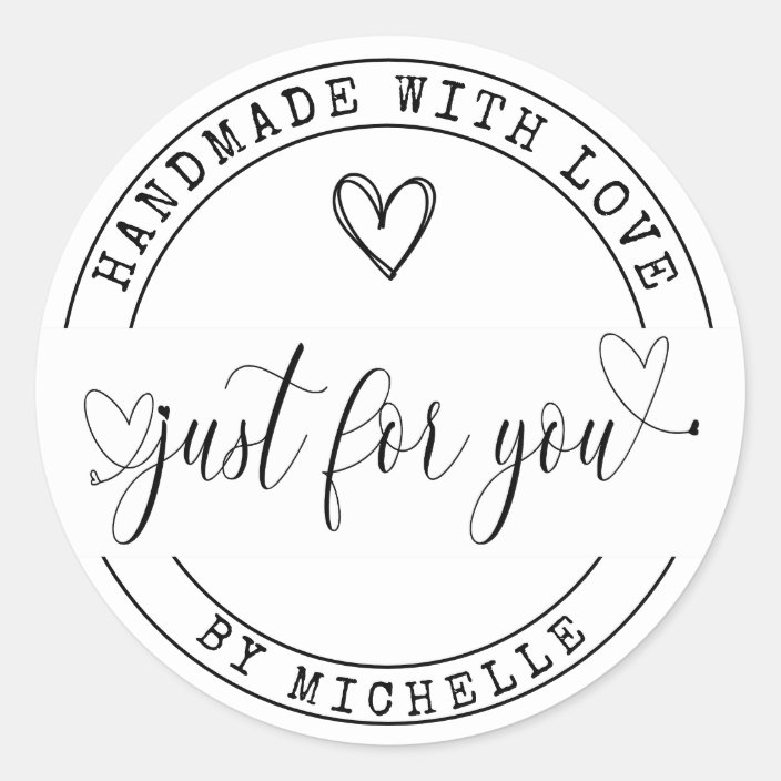 Handmade With Love elegant script Sticker | Zazzle.com