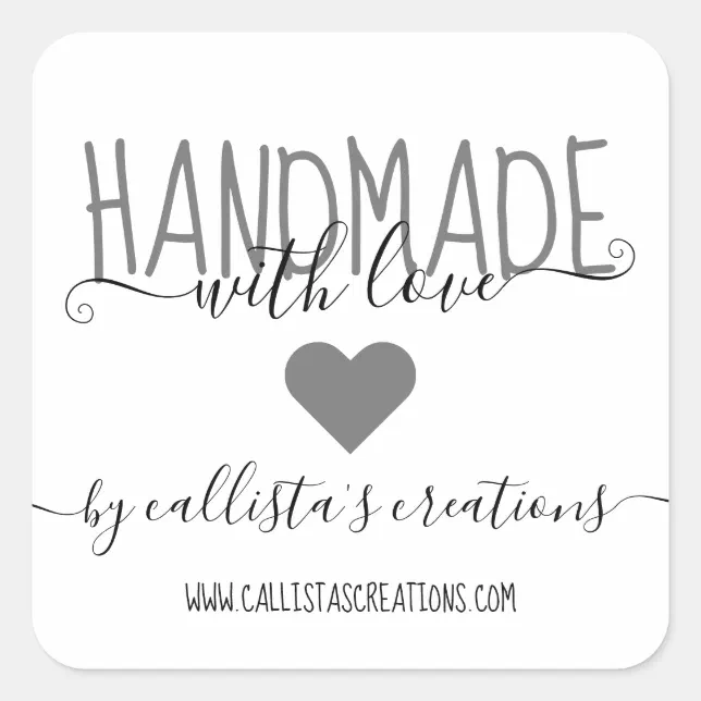 Handmade With Love Etsy Home Crafter Art Fair Square Sticker | Zazzle