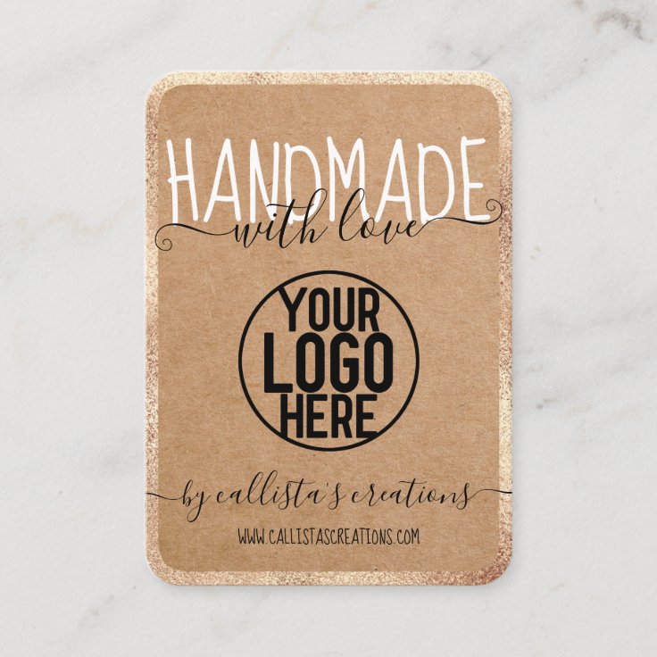 Handmade With Love Etsy Home Crafter Gold Logo Business Card | Zazzle