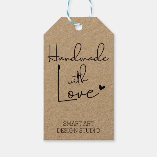 Handmade with Love Hand Lettering Custom Kraft Gift Tags | Zazzle.com