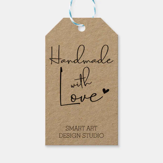 Handmade with Love Hand Lettering Custom Kraft Gift Tags | Zazzle