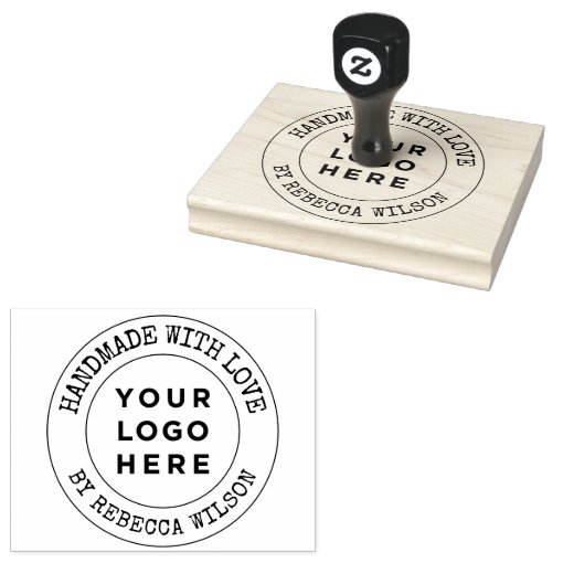Handmade with love large custom rubber stamp | Zazzle