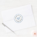 Handmade with love light dusty blue wavy border classic round sticker ...