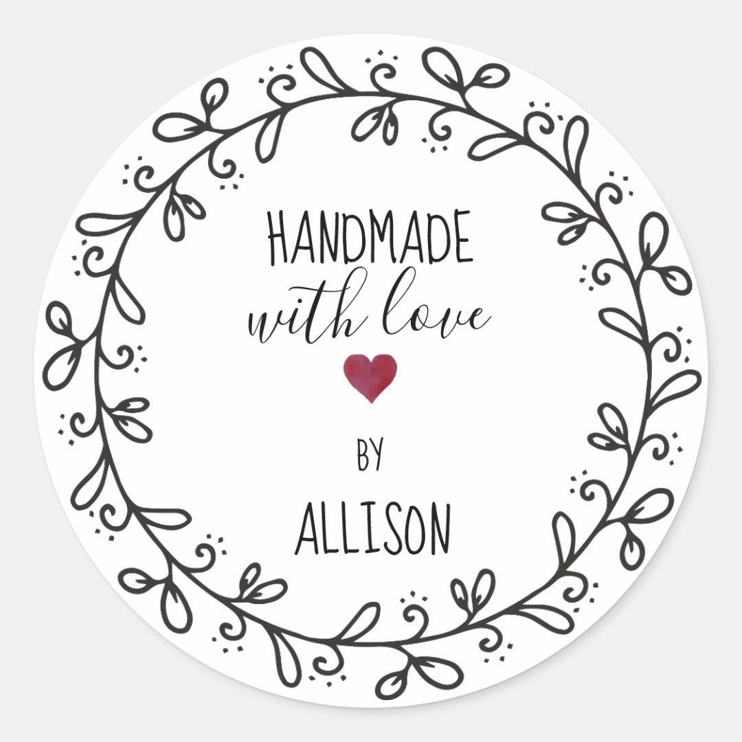 Handmade With Love Personalized Artisan / Craft Classic Round Sticker ...