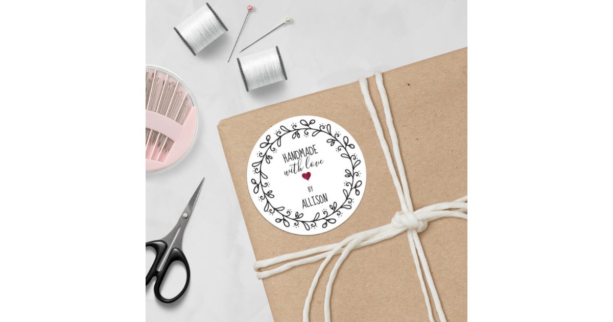 Handmade With Love Personalized Artisan / Craft Classic Round Sticker ...