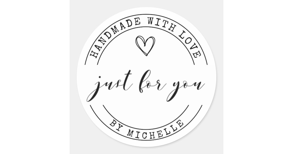 Handmade With Love ⎢ Personalized Sticker | Zazzle.com