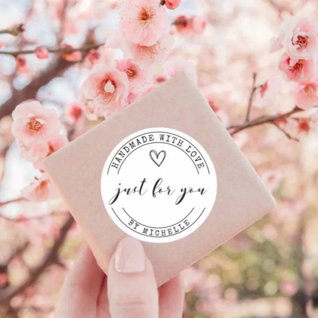 Handmade With Love ⎢ Personalized Sticker | Zazzle