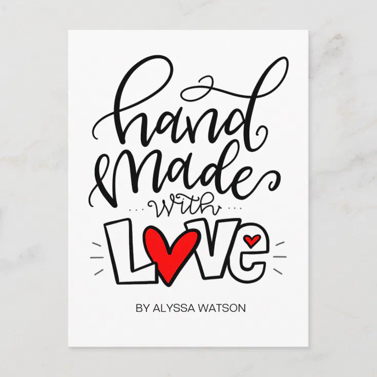 HANDMADE WITH LOVE, POSTCARD | Zazzle