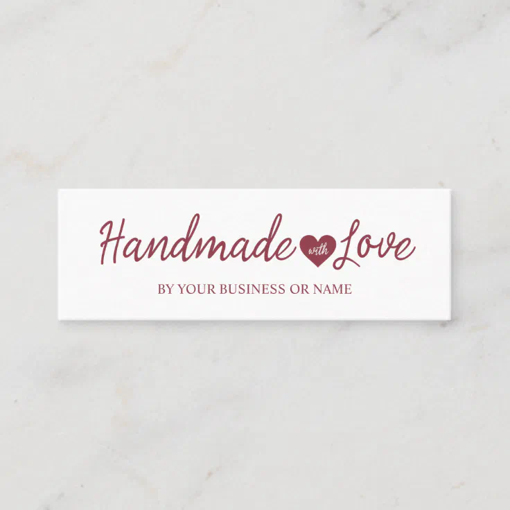 Handmade with Love Quote for Artisans Items in Red Mini Business Card ...