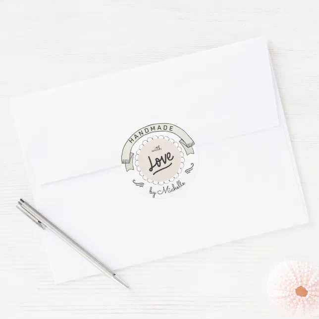 Handmade With Love Rustic Vintage Sticker | Zazzle