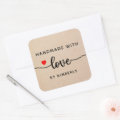 Handmade with Love Simple Square Sticker | Zazzle