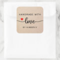 Handmade with Love Simple Square Sticker | Zazzle