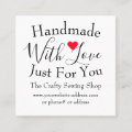 Handmade With Love Small Craft Business Supplies Square Business Card ...