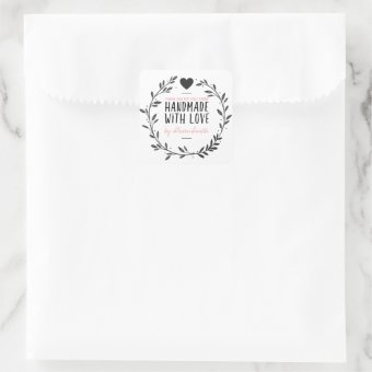 Handmade with Love Square Sticker | Zazzle