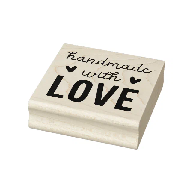 Handmade With Love Square Wood Art Stamp | Zazzle