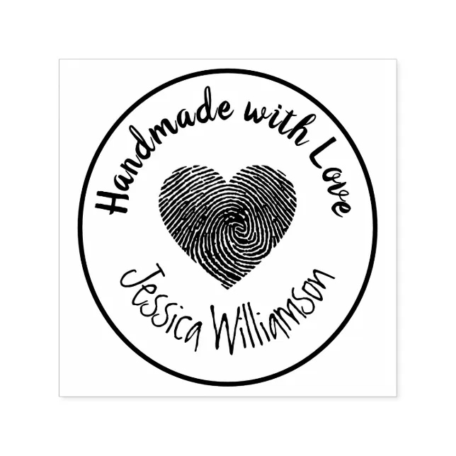 Handmade with Love Stamp Heart Name Personalized | Zazzle
