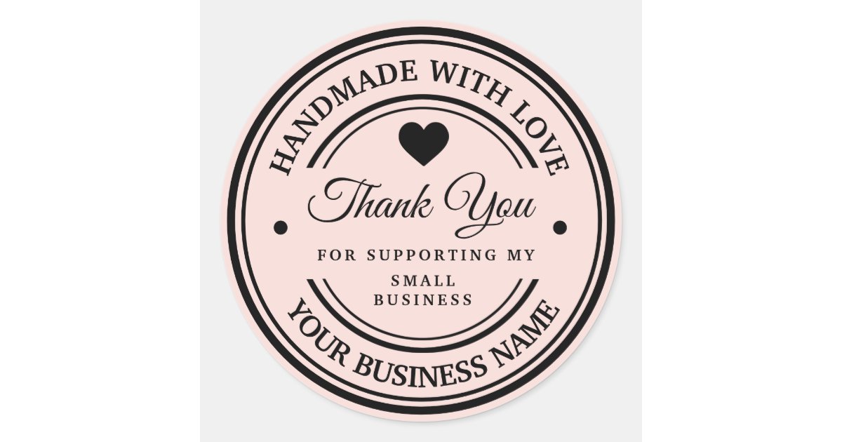 Handmade with love | thank you classic round sticker | Zazzle