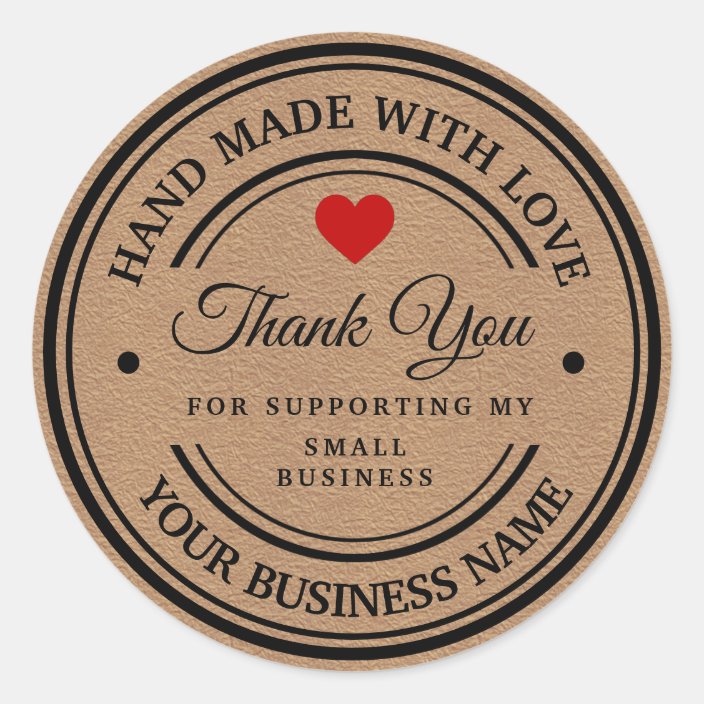handmade with love | thank you classic round sticker | Zazzle.com