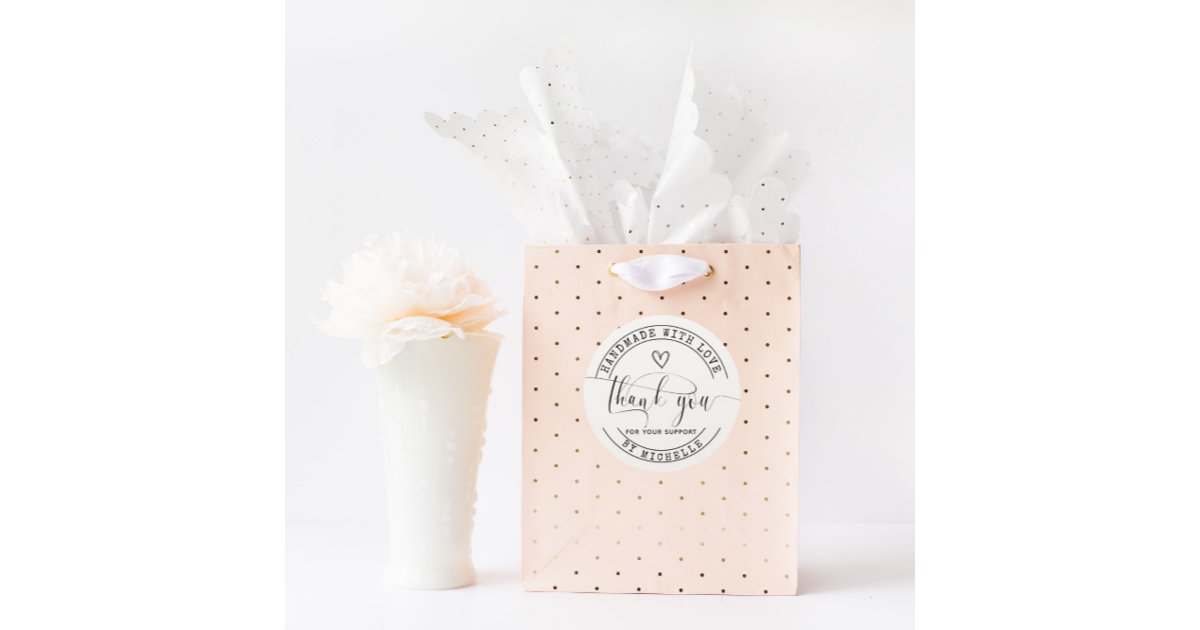 Handmade With Love Thank You Sticker | Zazzle