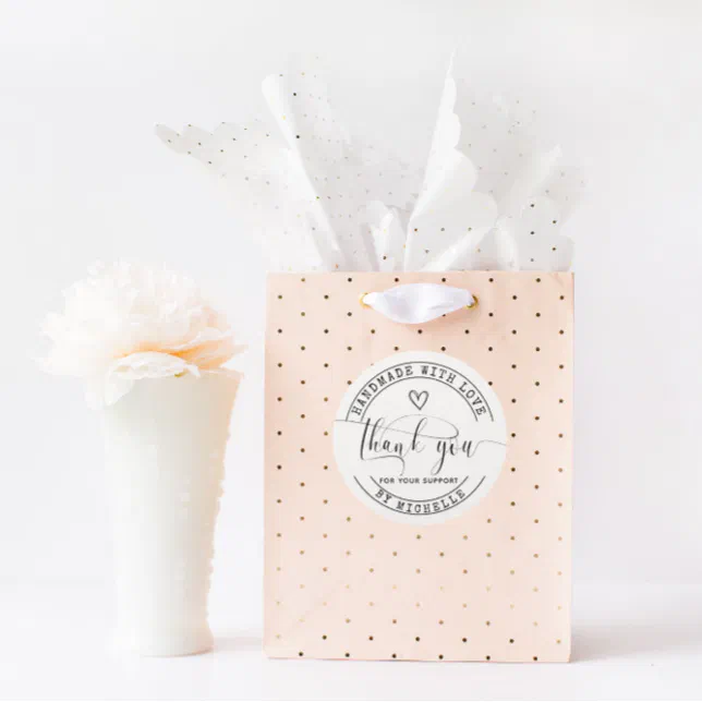 Handmade With Love Thank You Sticker | Zazzle