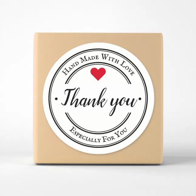 Handmade With Love Trendy Business Classic Round Sticker | Zazzle