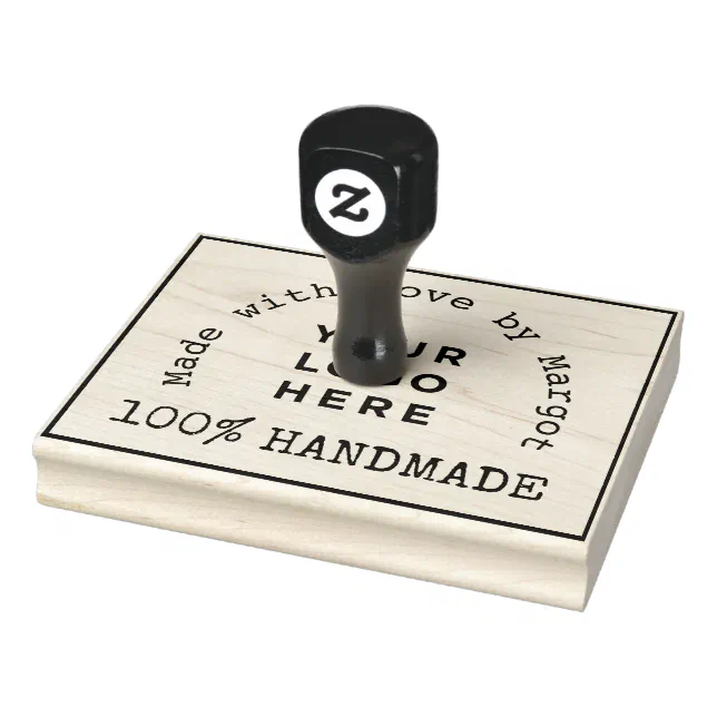 Handmade Your Business Logo Handled Rubber Stamp | Zazzle