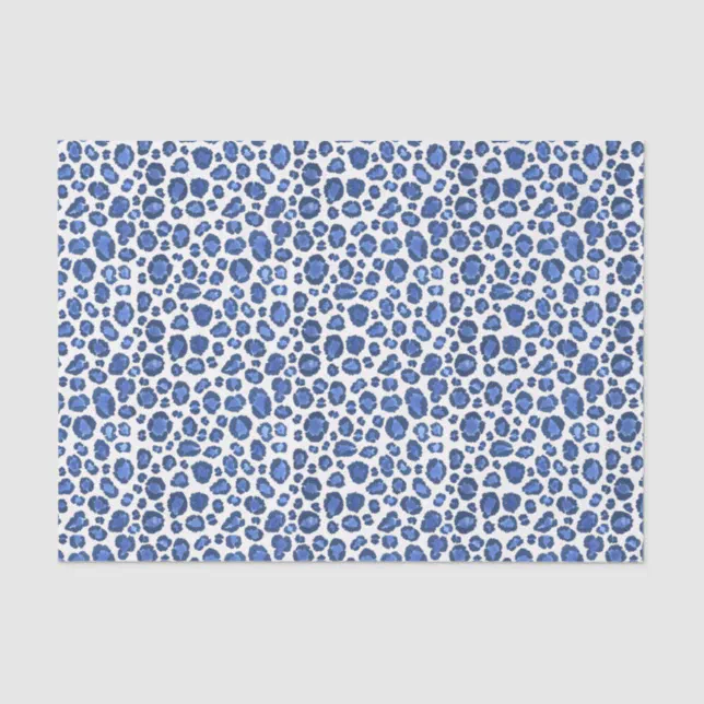 Handpainted Blue And White Leopard Animal Print Tissue Paper | Zazzle
