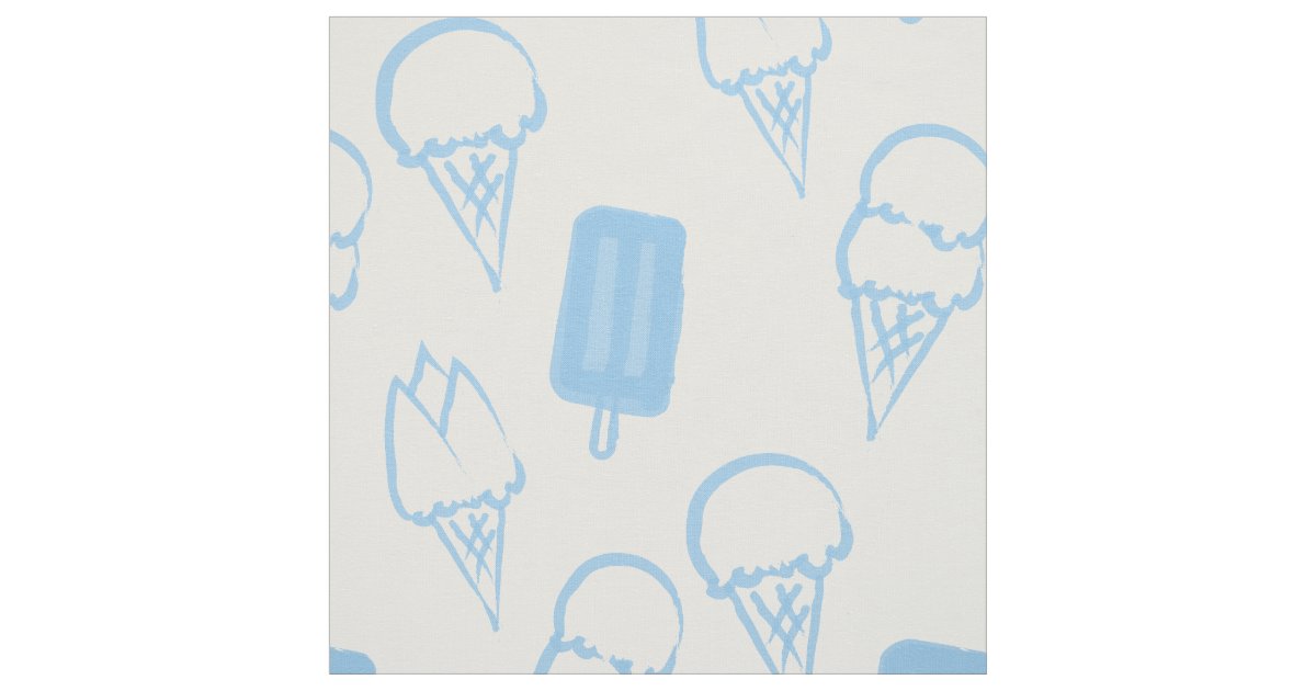 Handpainted Ice Cream Pattern Blue Fabric | Zazzle