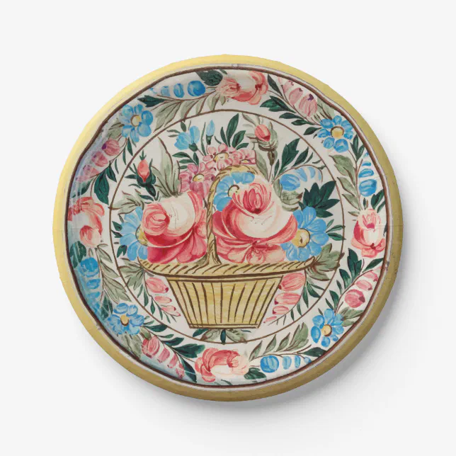 Handpainted Rose Floral Bouquet Ceramic Vintage Paper Plates | Zazzle