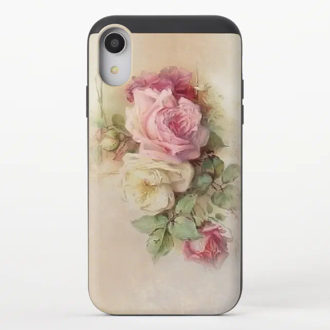 Handpainted Style Vintage Pink and White Roses Uncommon iPhone Case ...