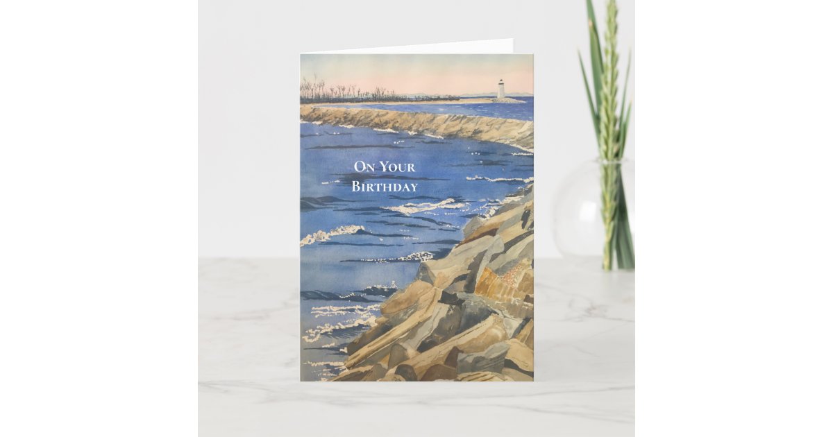 Handpainted Watercolor Nautical Birthday Card | Zazzle